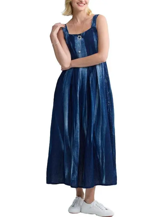 LUUKAA Peyton Batik-effect Tiered Midi Dress - Candy Sky