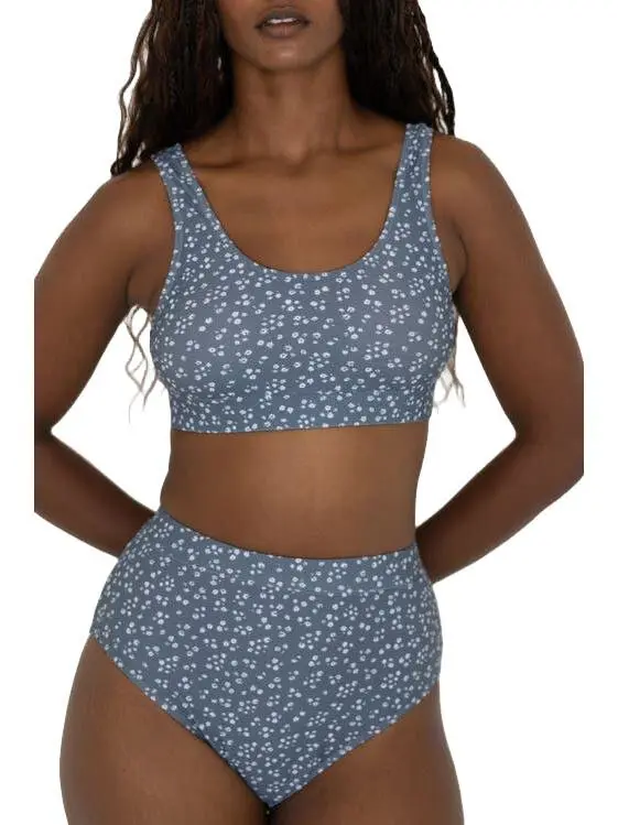 Geode Swimwear Pacific Scoop Neck Bikini Top - Blue