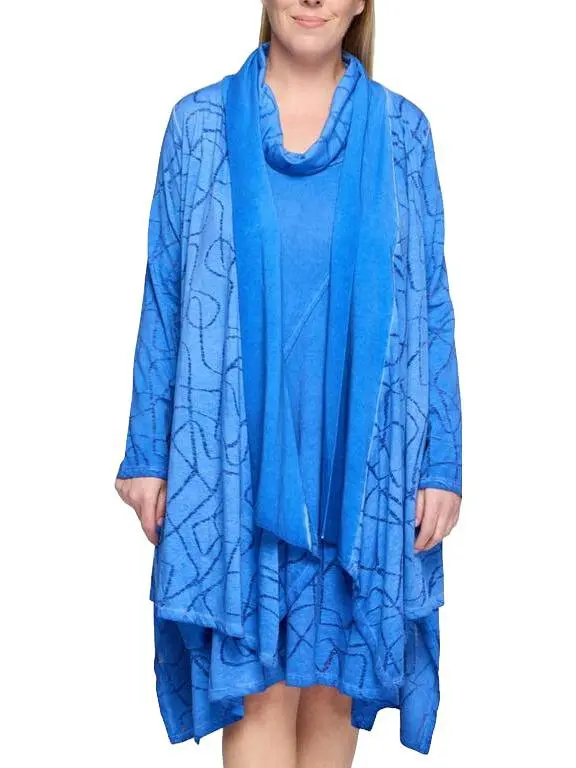 LUUKAA Devore Cotton Jersey Duster With Pointed Hem - Blue