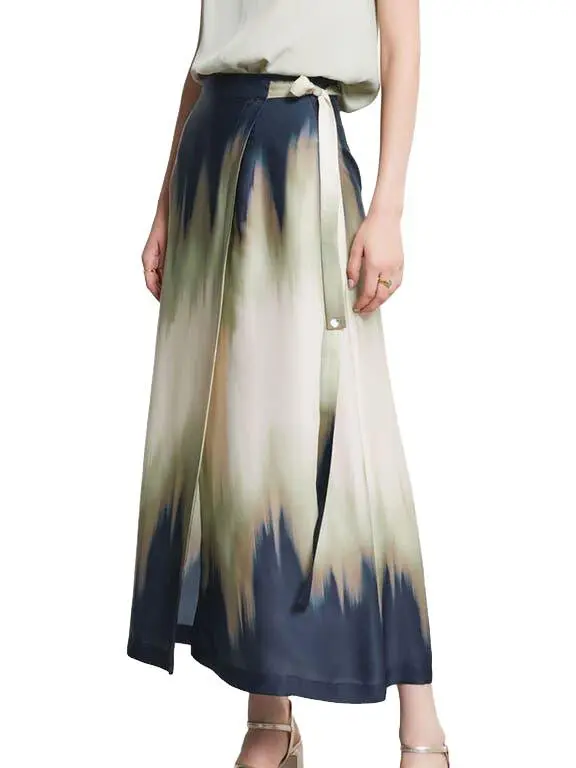 OTTOD'AME Printed Viscose Maxi Skirt - Blue
