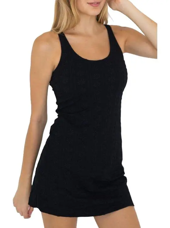 Geode Swimwear Eclipse Scoop Neck Swim Dress - Black