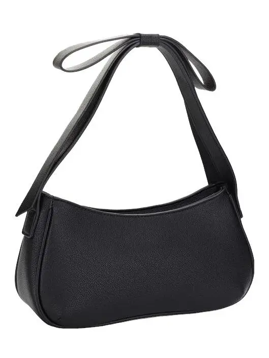 MALI + LILI Marissa Bow Vegan Leather Shoulder Bag - Black