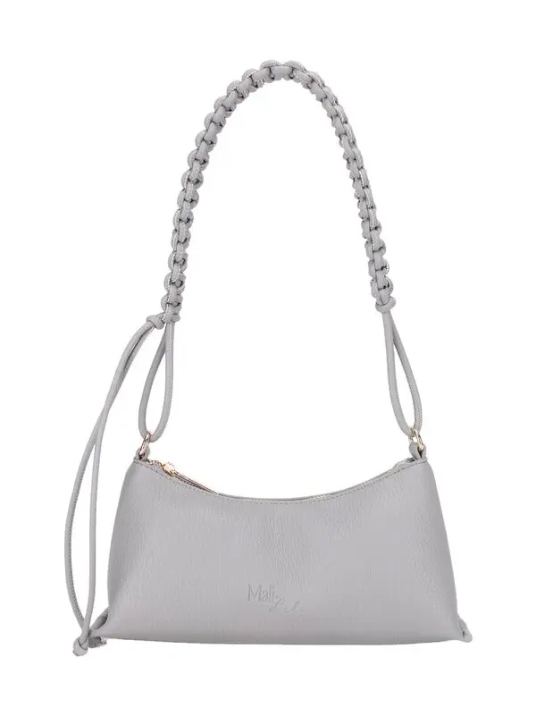 MALI + LILI Phoebe Vegan Leather Shoulder Bag With Braided Strap - Grey