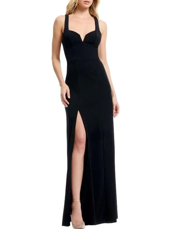 Dress The Population Nettie Side Slit Gown - Black