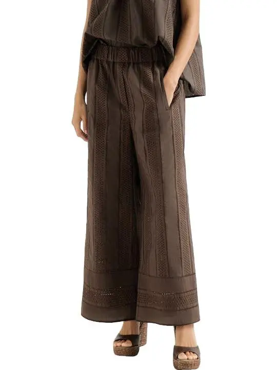 Brunello Cucinelli Broderie Anglaise Track Trousers - Chocolate