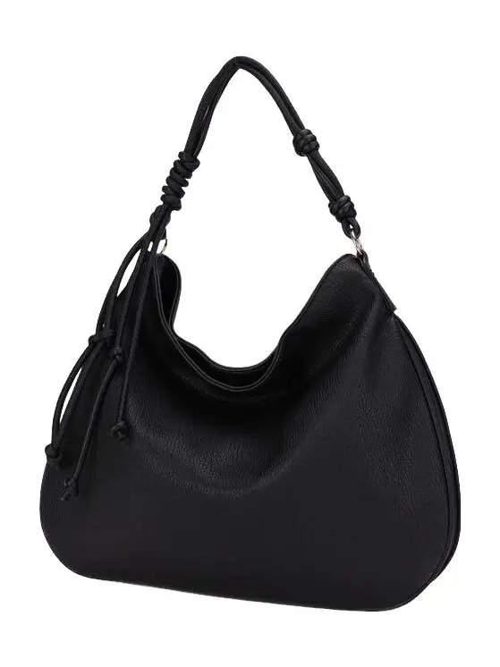 MALI + LILI Yasmin Vegan Leather Hobo Shoulder Bag - Black