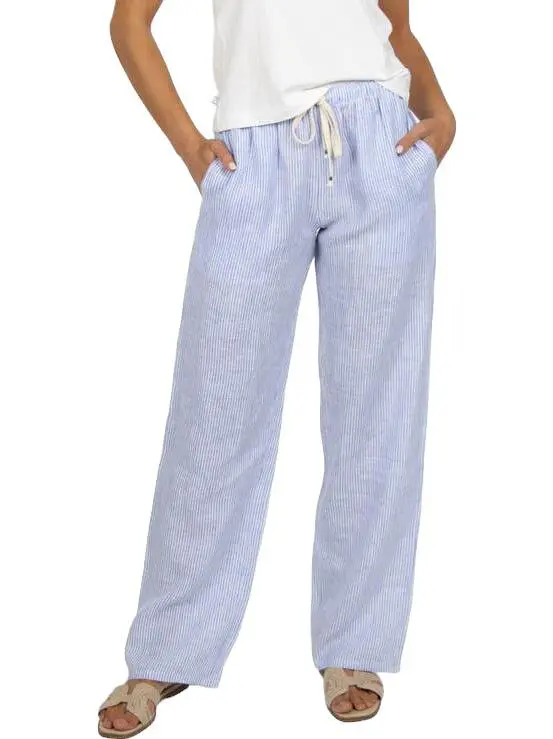 LEISURE LAB Relaxed Fit Linen Stripe Pants - Hampton
