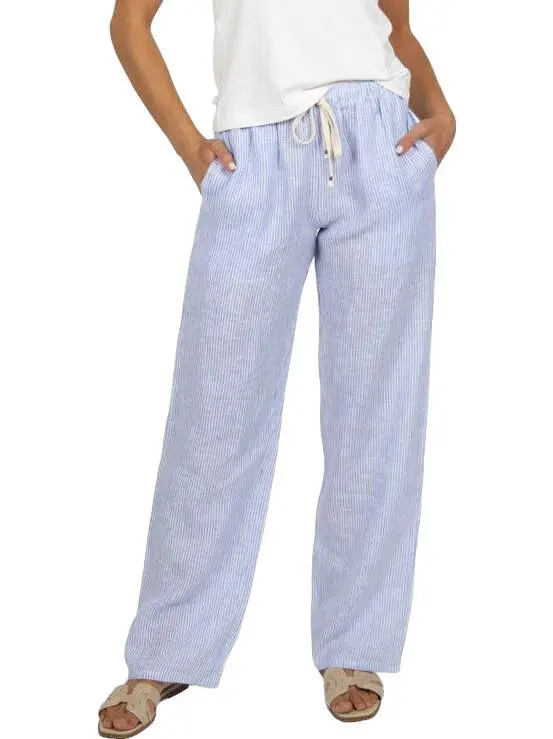 LEISURE LAB Relaxed Fit Linen Stripe Pants - Hampton