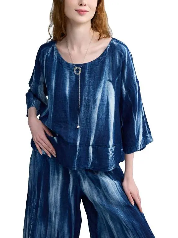 LUUKAA Avery Batik-effect Muslin Blouse - Candy Sky