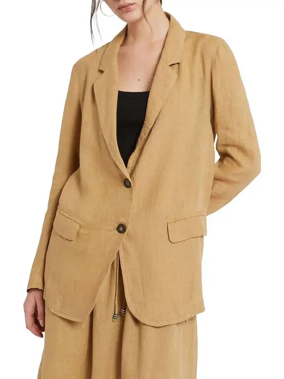 OTTOD'AME Linen Jacket With Tailored Lapels - Beige