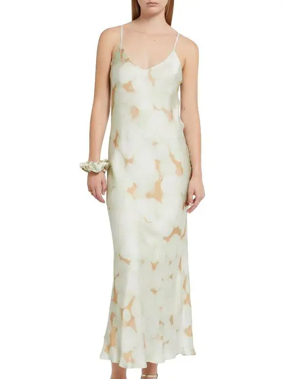 OTTOD'AME Printed Viscose Maxi Dress With Coordinated Scrunchie - Mint