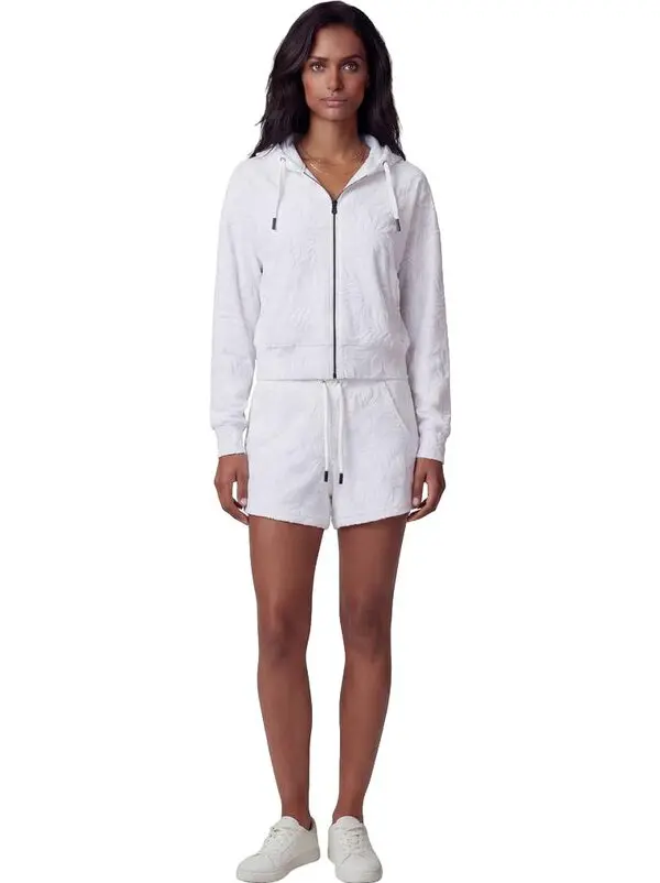 LORDS OF HARLECH Terry Jacquard Floral Drawstring Shorts - White