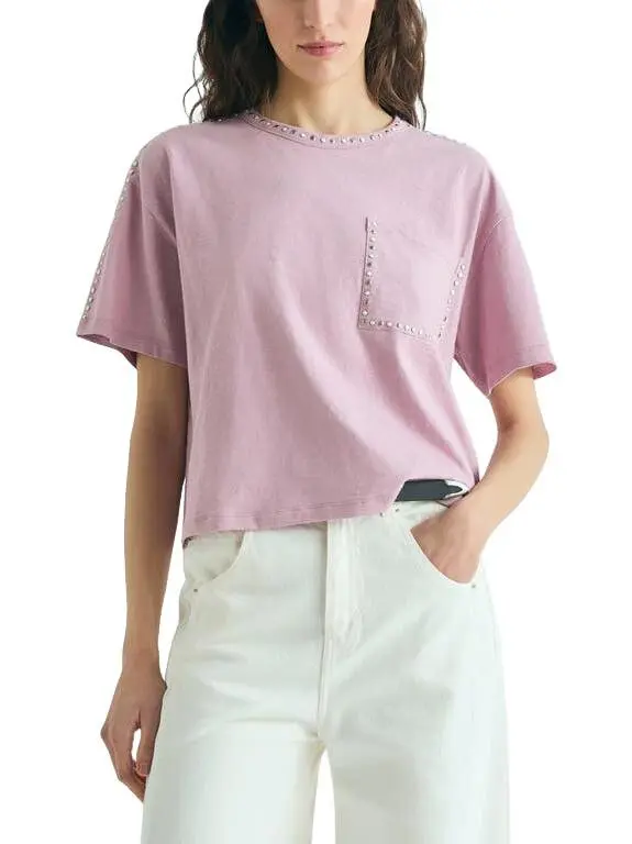 SCALPERS Studded Cotton T-shirt - Lilac