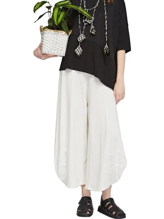 LUUKAA Viva Cotton Jersey Pants With Devoré Paneling - Ecru