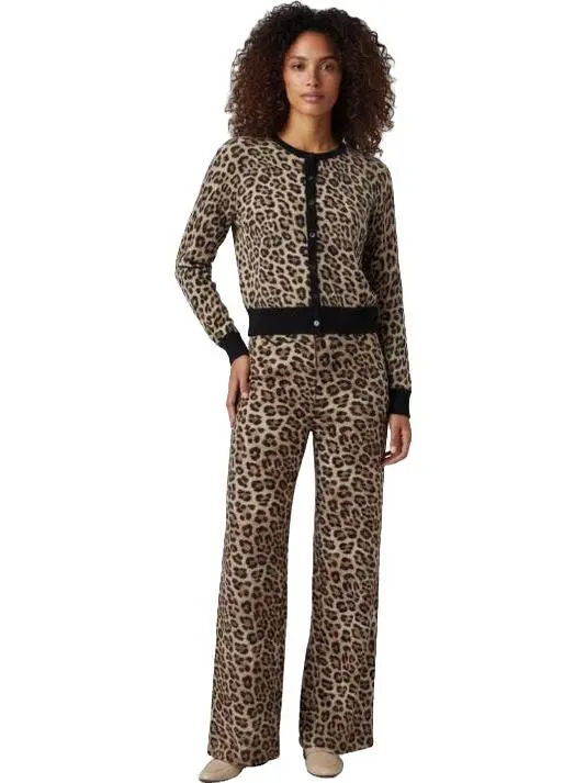 LORDS OF HARLECH Leopard Print Wool Wide-leg Trousers - Leopard Brown