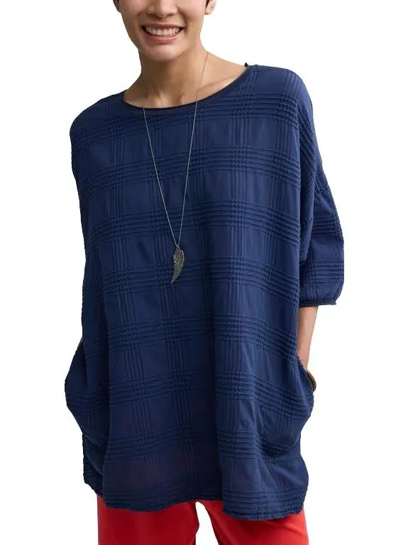 LUUKAA Aurea Mixed-texture Tunic - Navy