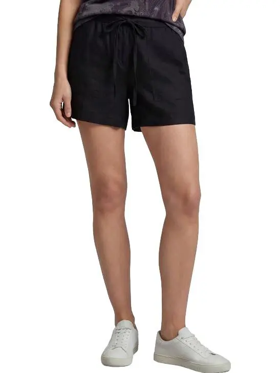 LORDS OF HARLECH Relaxed Linen Drawstring Shorts - Black