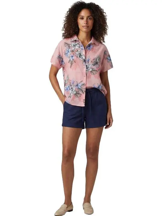 LORDS OF HARLECH Relaxed Linen Drawstring Shorts - Navy