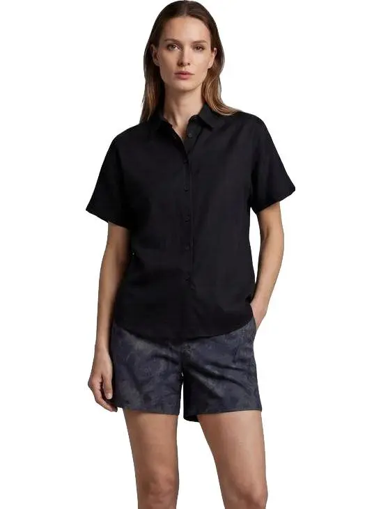 LORDS OF HARLECH Short Sleeve Linen Shirt - Black