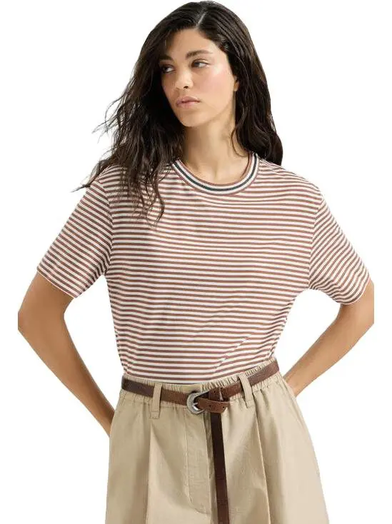 Brunello Cucinelli Striped Cotton Jersey T-shirt - Light Brown