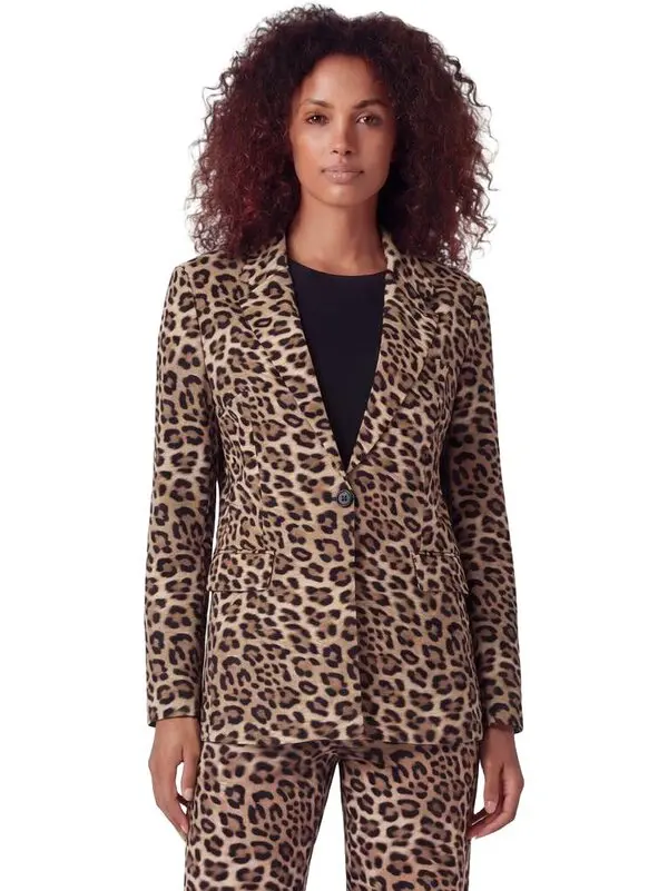 LORDS OF HARLECH Leopard Print Tailored Blazer - Leopard Brown