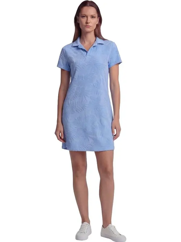 LORDS OF HARLECH Terry Jacquard Floral Dress - Blue