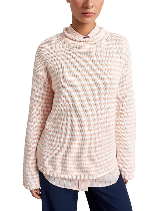 LA LIGNE Fine Stripe Roll Neck Sweater - Seashell/ivory