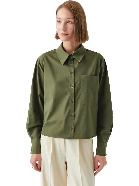 EXQUISE Theodora Long Sleeve Shirt - Khaki