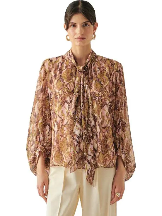 EXQUISE Sariyah Long Sleeve Blouse - Brown