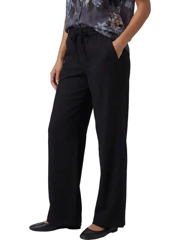 LORDS OF HARLECH Linen Wide-leg Pants - Black
