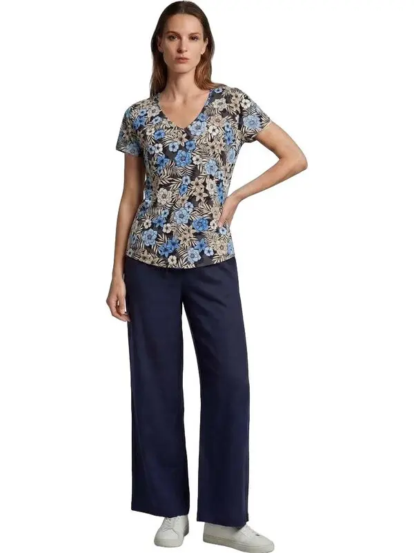 LORDS OF HARLECH Linen Wide-leg Pants - Navy