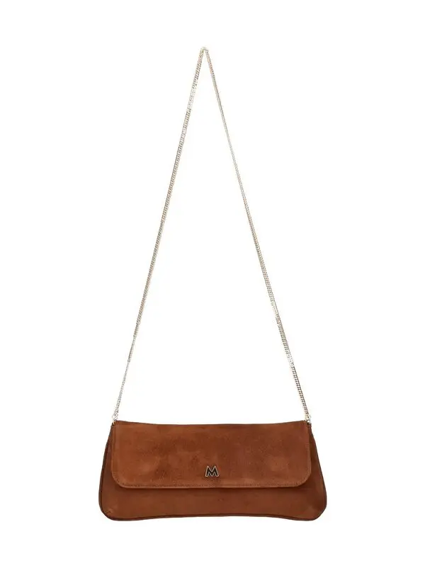 MASCARO Medium Leather Clutch With Chain Strap - Tan