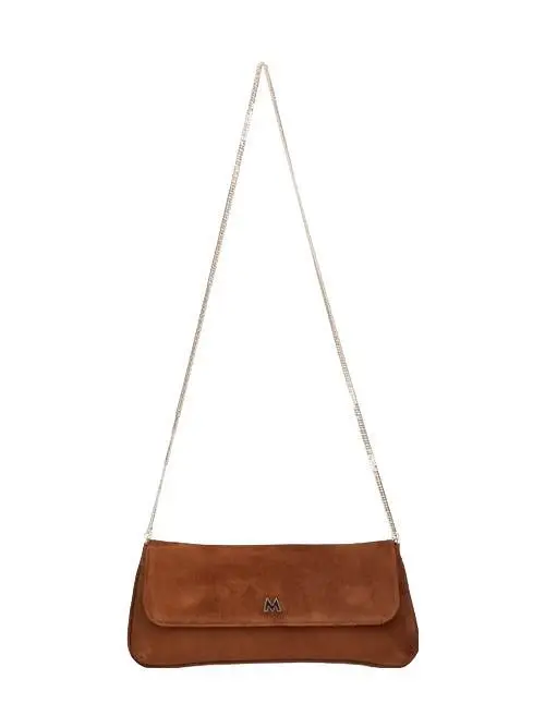 MASCARO Medium Leather Clutch With Chain Strap - Tan