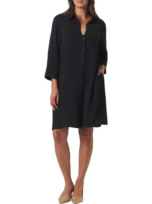 FRANNE GOLDE Lido A-line Shirt Dress With Pockets - Black