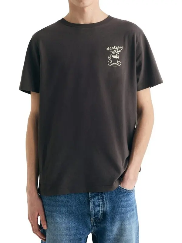 SCALPERS Print T-shirt Brown - Darkbrown