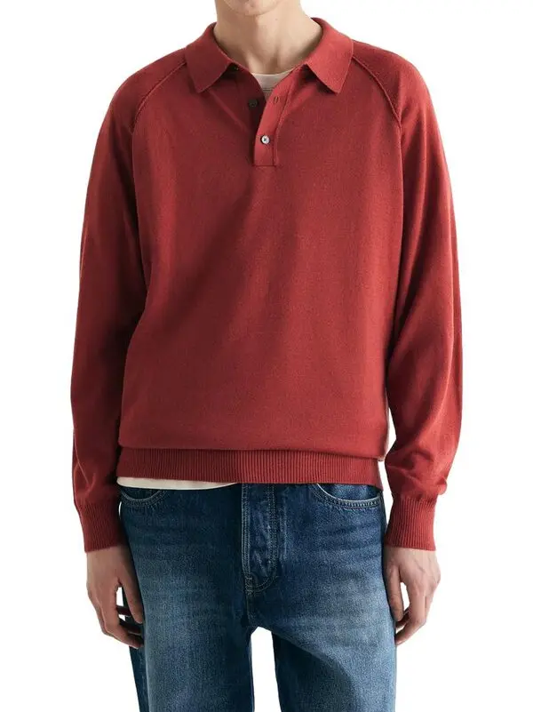 SCALPERS Raglan Polo Neck Sweater - Red