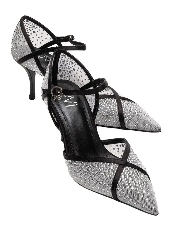 PROLOGUE SHOES Embellished Stiletto Pumps With Ankle Strap - Grey