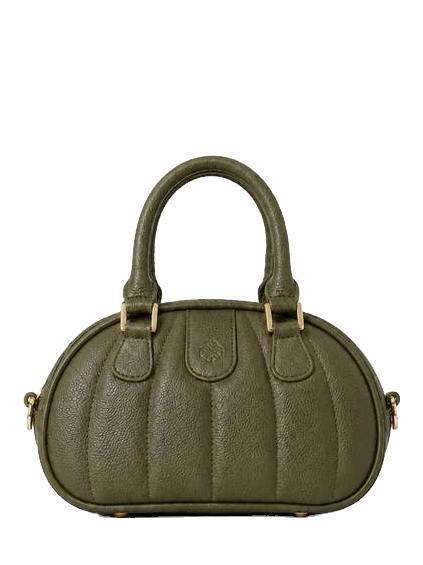 ROSZUAR Ameline Sculptural Italian Leather Top Handle Bag - Olive