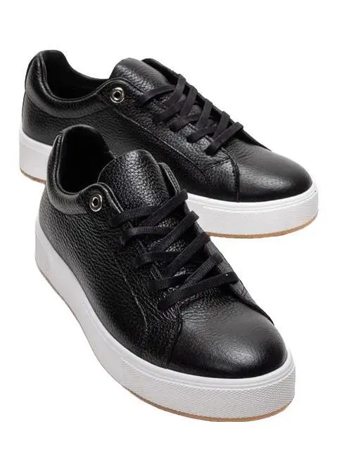 FOREVER & ALWAYS SHOES Pallen Leather Casual Sneakers - Black