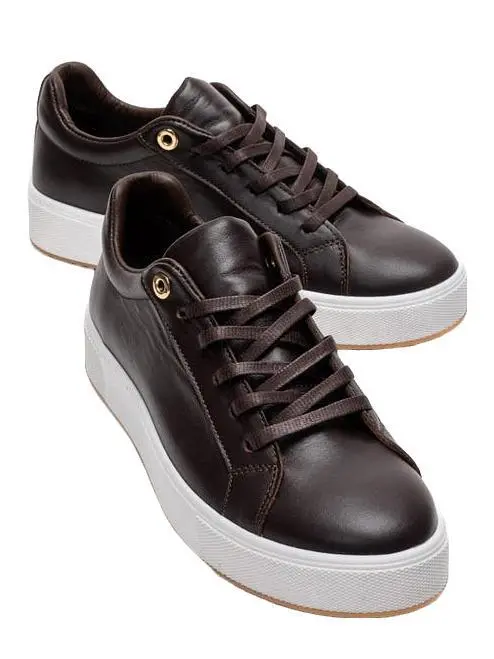 FOREVER & ALWAYS SHOES Pallen Leather Casual Sneakers - Brown