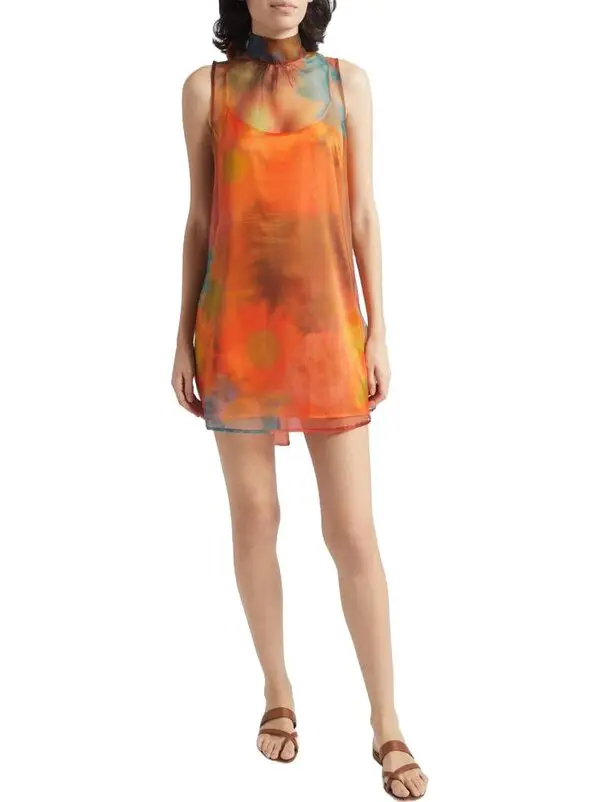 Staud Albee Printed Mini Dress - Superbloom