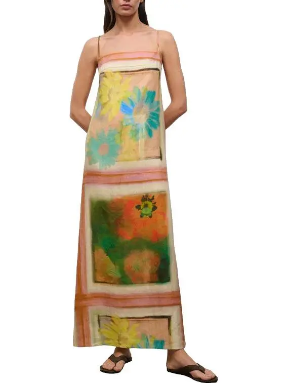 Staud Laura Sleeveless Linen Maxi Dress - Superbloom
