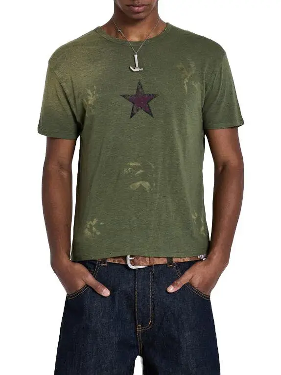 JADED LONDON Star Faded Sun Cotton Graphic T-shirt - Khaki