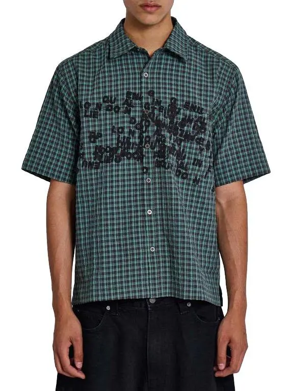 JADED LONDON Check Oversize Cotton Button-up Shirt - Green