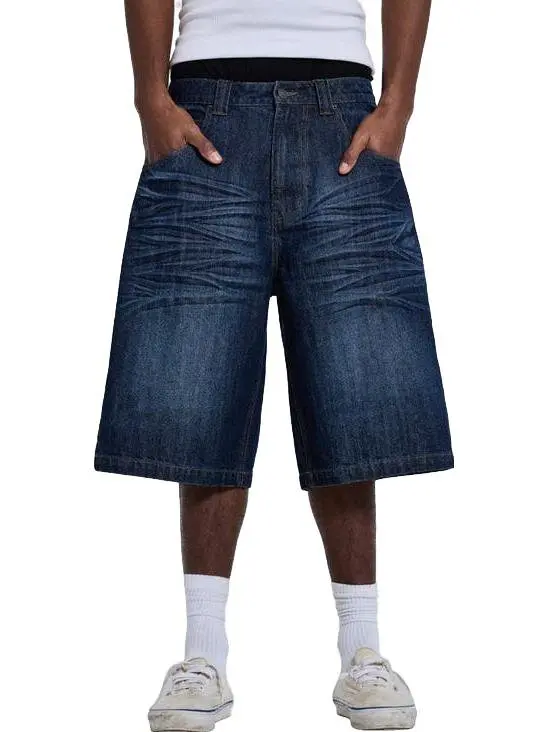 JADED LONDON Kingdom Colossus Baggy Denim Shorts - Indigo