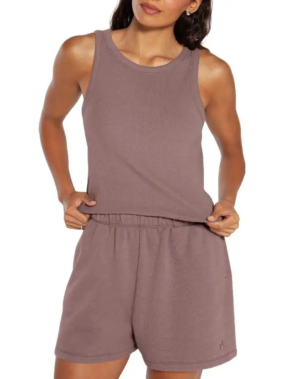 NUUDS Slinky Rib Knit Stretch Modal Jersey Tank - Cocoa