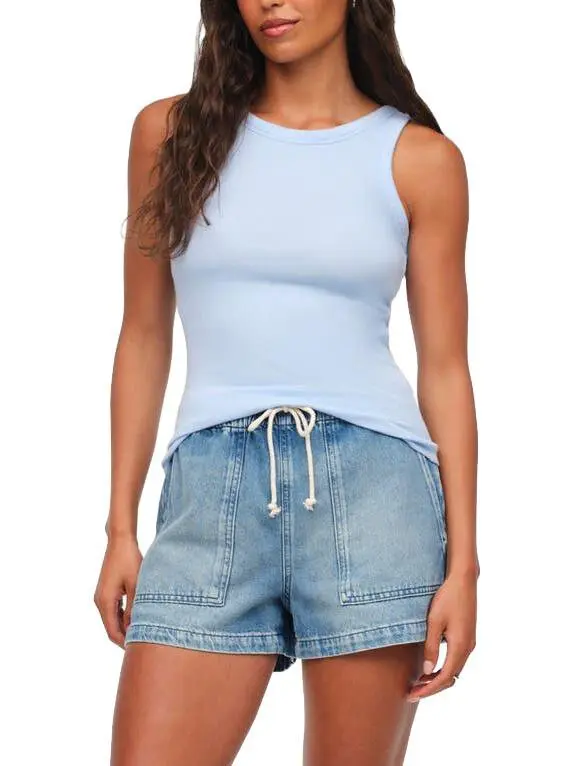 NUUDS Slinky Rib Knit Stretch Modal Jersey Tank - Sky