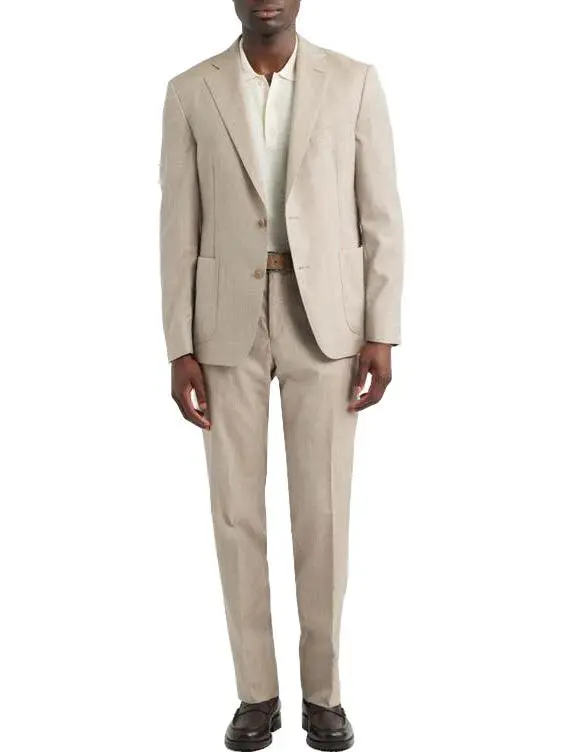 Vince Icon Relaxed Fit Slub Wool & Linen Blend Suit - Tan