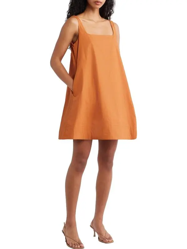 PETAL & PUP Kora Trapeze Cotton Mini Dress - Brown