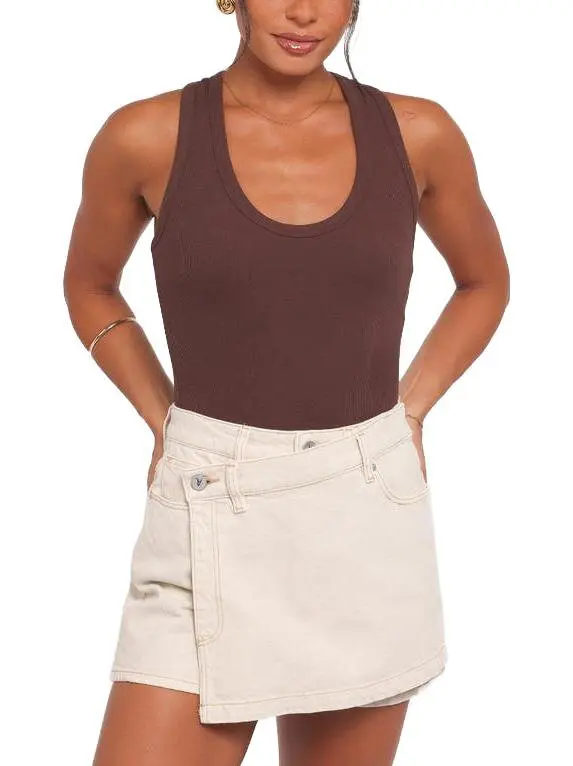PETAL & PUP Racerback Ribbed Tank - Espresso